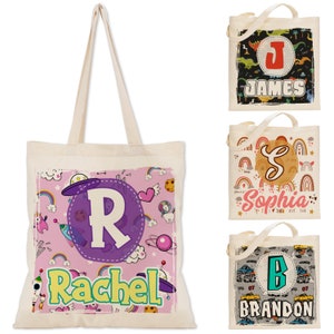 Personalized Kids Name Tote Bag Library Tote for Kids Children Book Bag ...