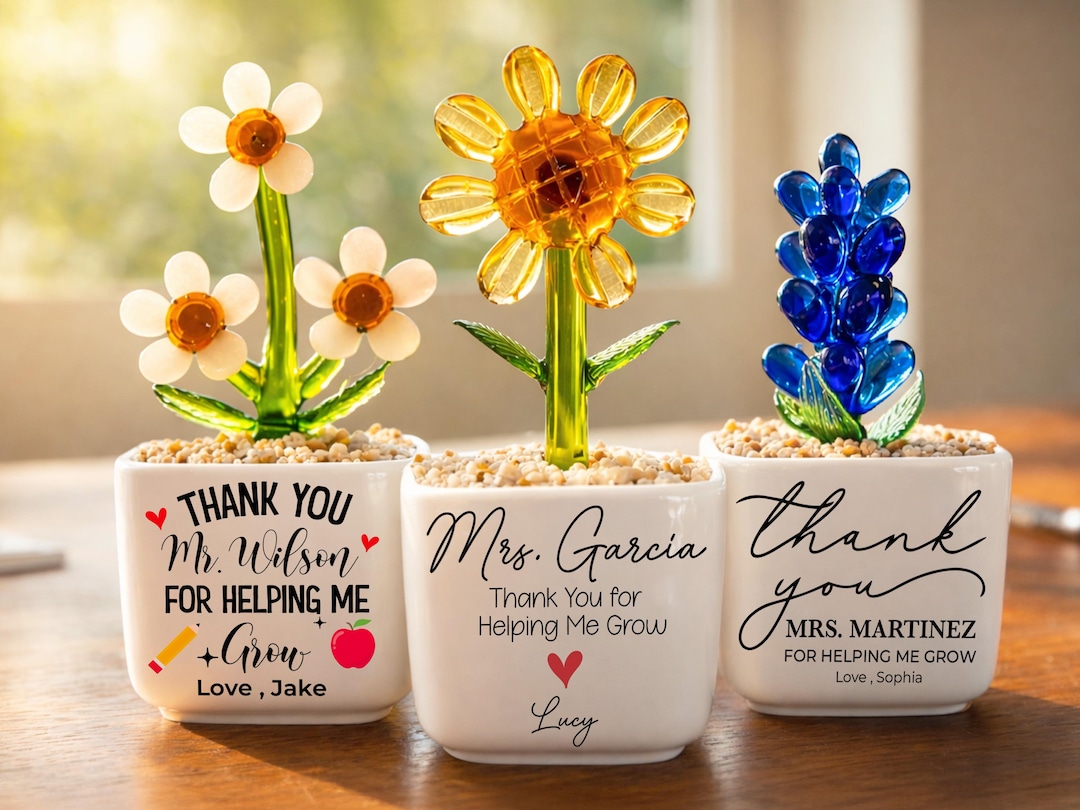 Personalized Teacher Mini Flower Pot, Custom Teacher Appreciation Gifts ...