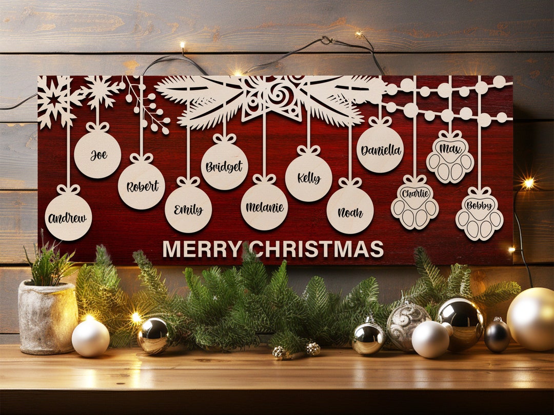 Family Christmas Decoration, Personalized Christmas Name Sign, Custom ...