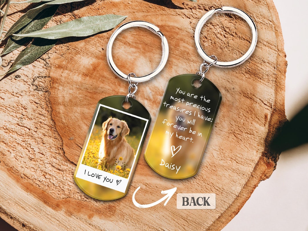 Custom Pet Keychain, Personalized Pet Photo Keychain, Dog Memorial Gift ...