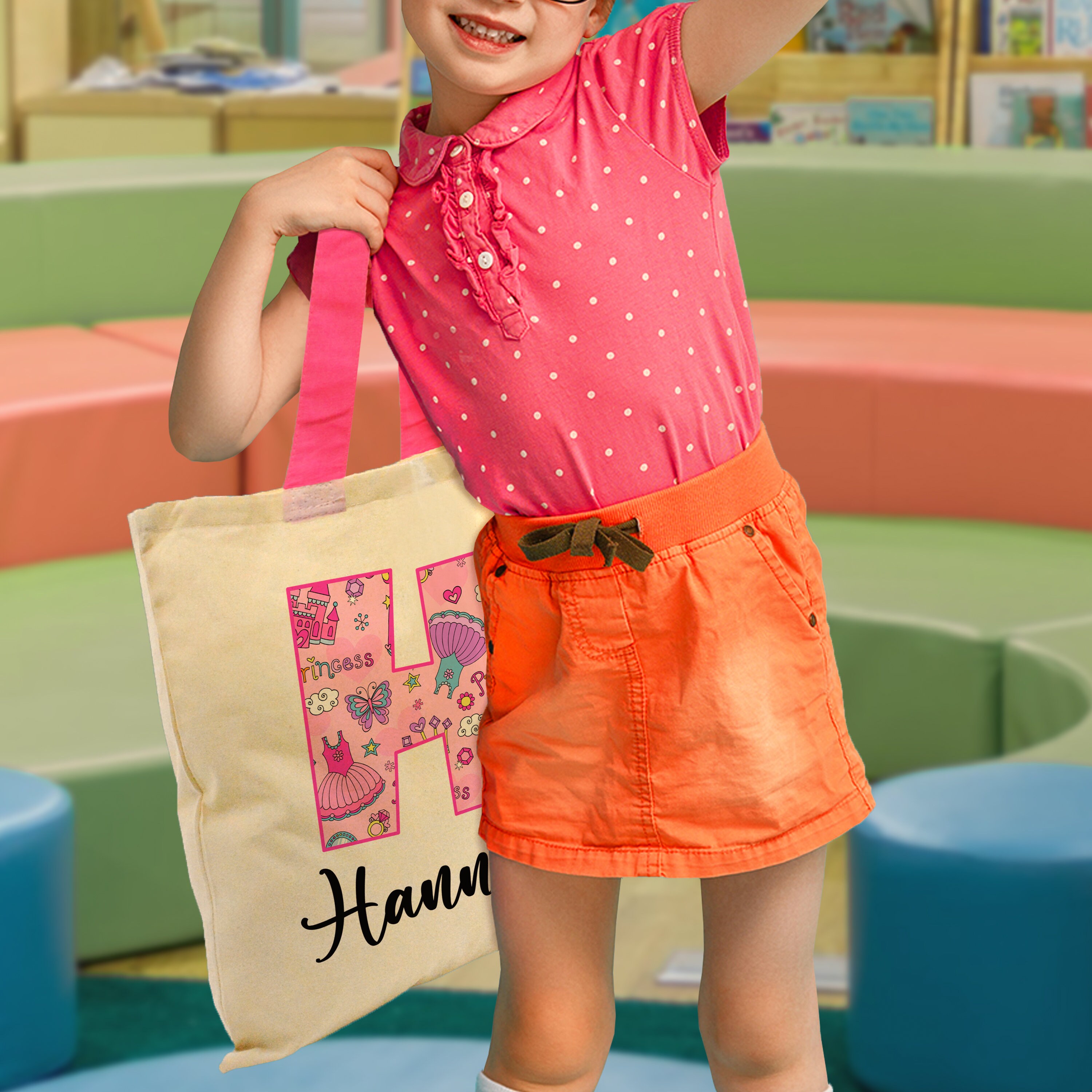 Personalized Kids Name Tote Bag Library Tote for Kids Children - Etsy