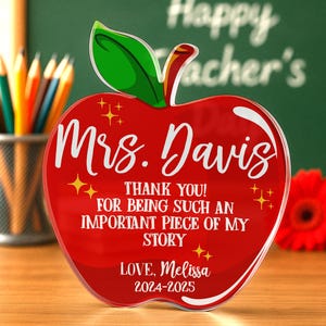 Teacher Appreciation Gifts, Apple Plaque for Teacher, Personalized ...