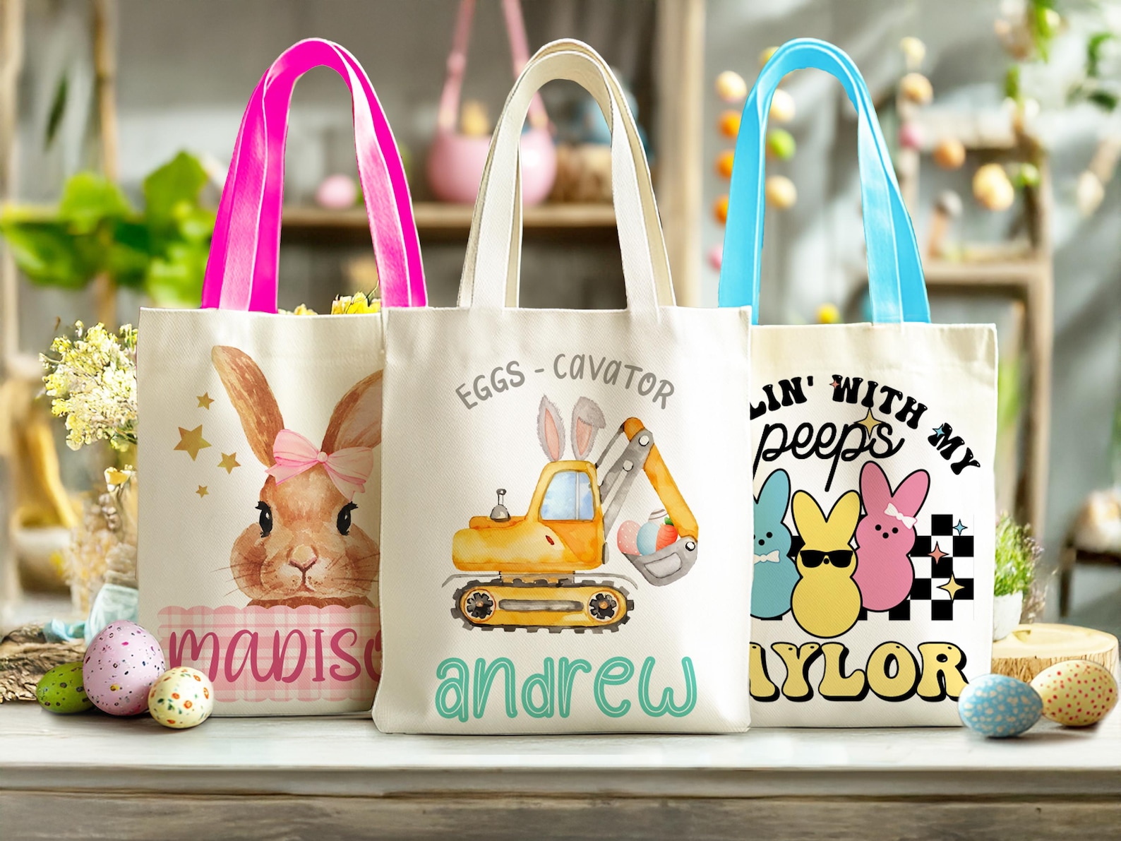 Easter Gift Bag for Kids, Custom Easter Egg Hunt Bag, Custom Bunny Bag ...