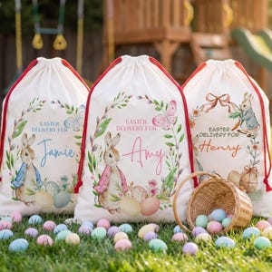 Custom Easter Basket, Personalized Easter Sack for Easter, Easter Egg Hunts, Bunny Baskets for ...