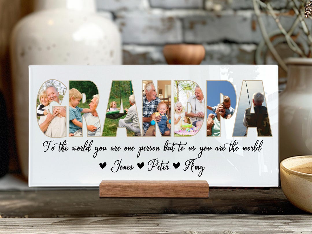 Custom Grandpa Sign, Grandpa Birthday Gifts, Personalized Photo Sign ...