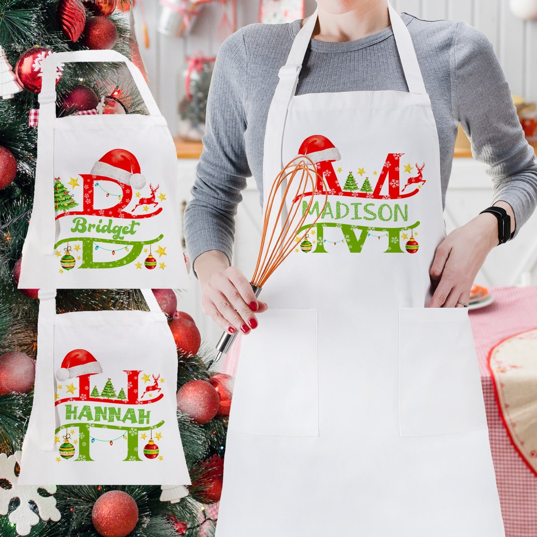 Personalized Christmas Kitchen Apron Gifts for Women 3 Font - Etsy