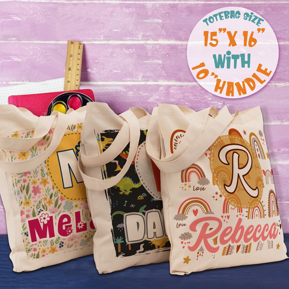 Personalized Kids Name Tote Bag Library Tote for Kids Children - Etsy