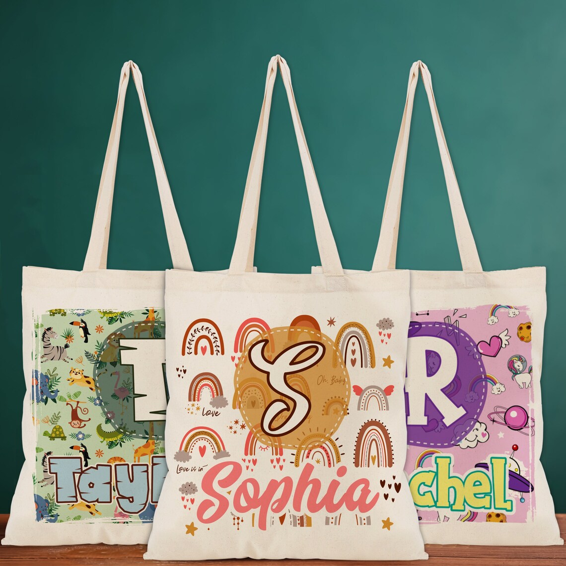 Personalized Kids Name Tote Bag Library Tote for Kids Children - Etsy