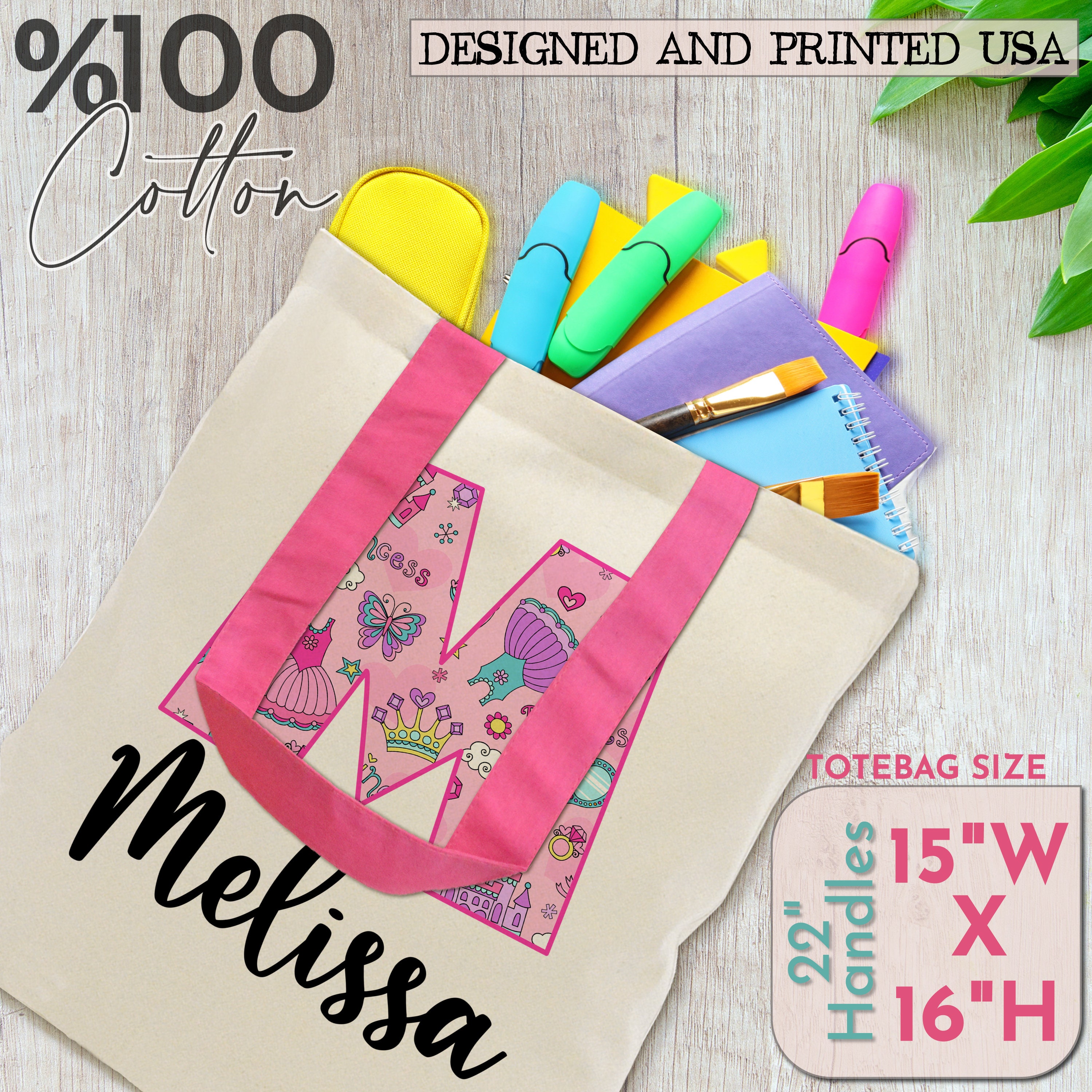 Personalized Kids Name Tote Bag Library Tote for Kids Children - Etsy