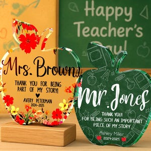 Teacher Appreciation Gifts, Apple Plaque for Teacher, Personalized ...
