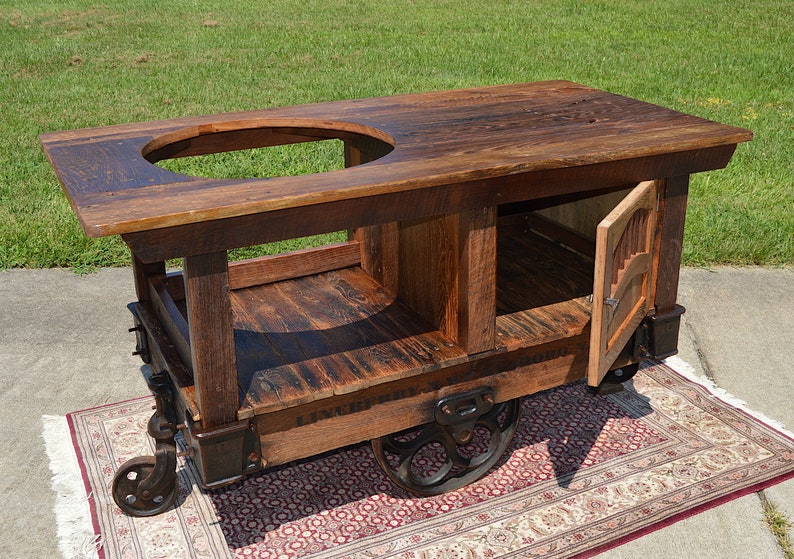 Big Green Egg Grill Table/stand -**pickup Only in NC**- Wormy Chestnut ...