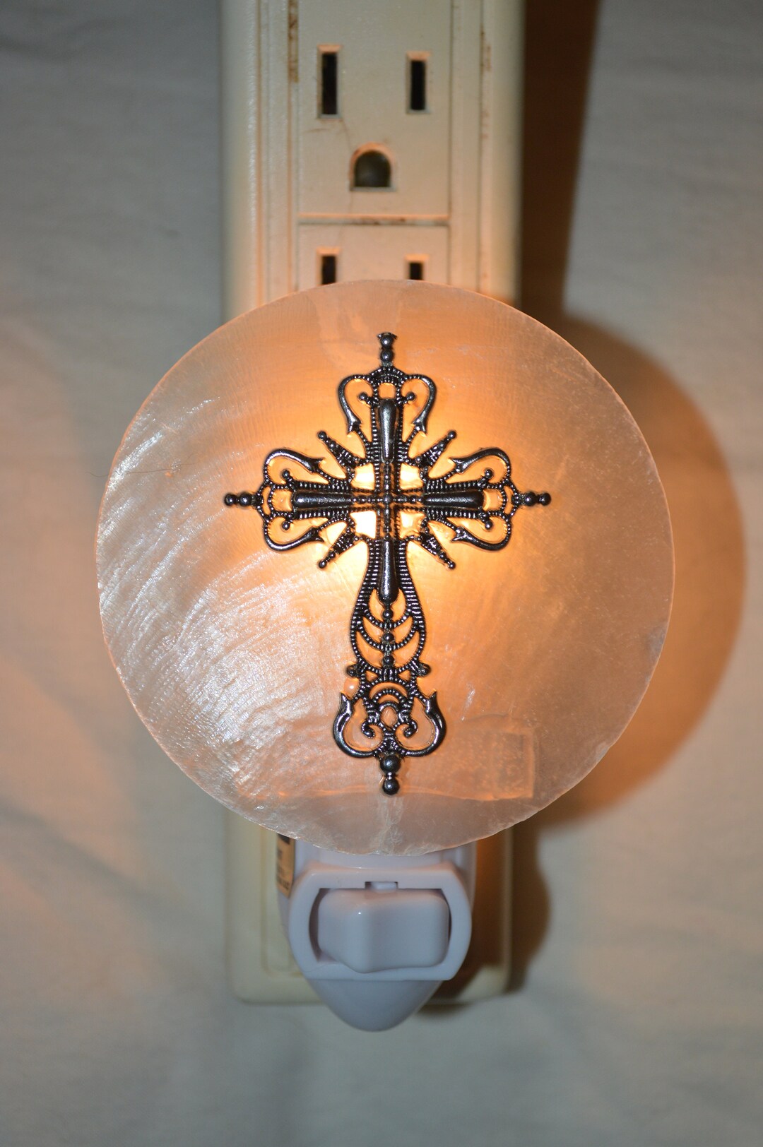 ETSY BEST SELLER Religious Spiritual Metal Cross Night Light Nightlight ...