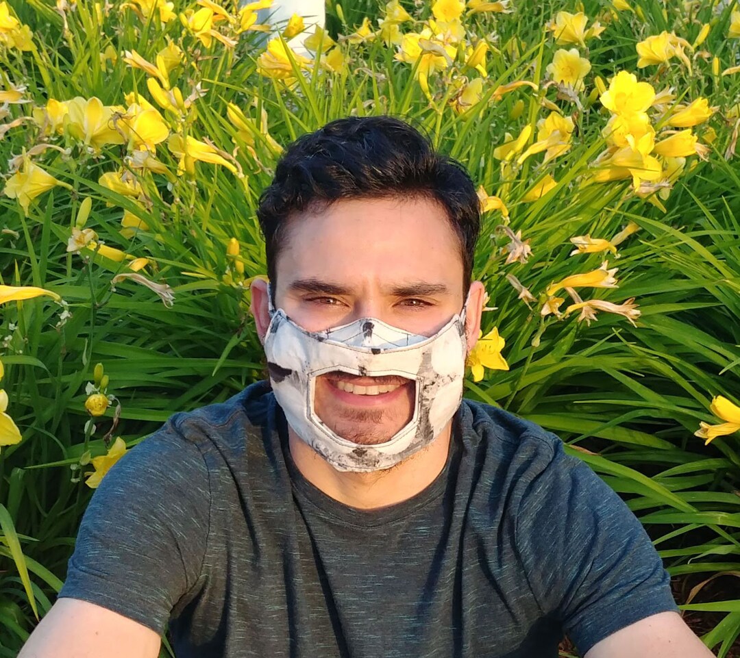 Reusable Face Mask With Clear Window, Nose Wire & Adjustable Ties ...