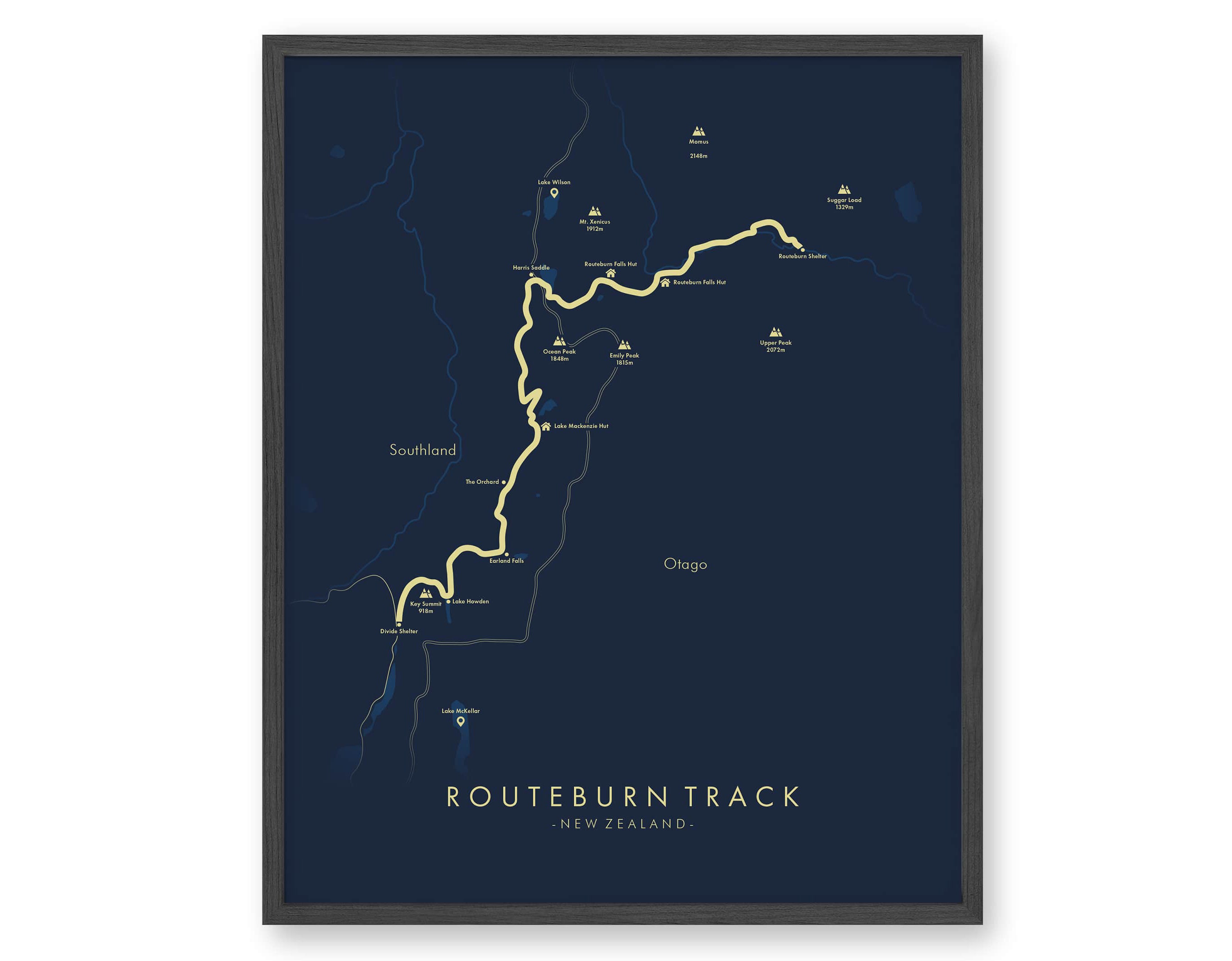 Routeburn Track Poster | Routeburn Track Map | New Zealand Trekking ...