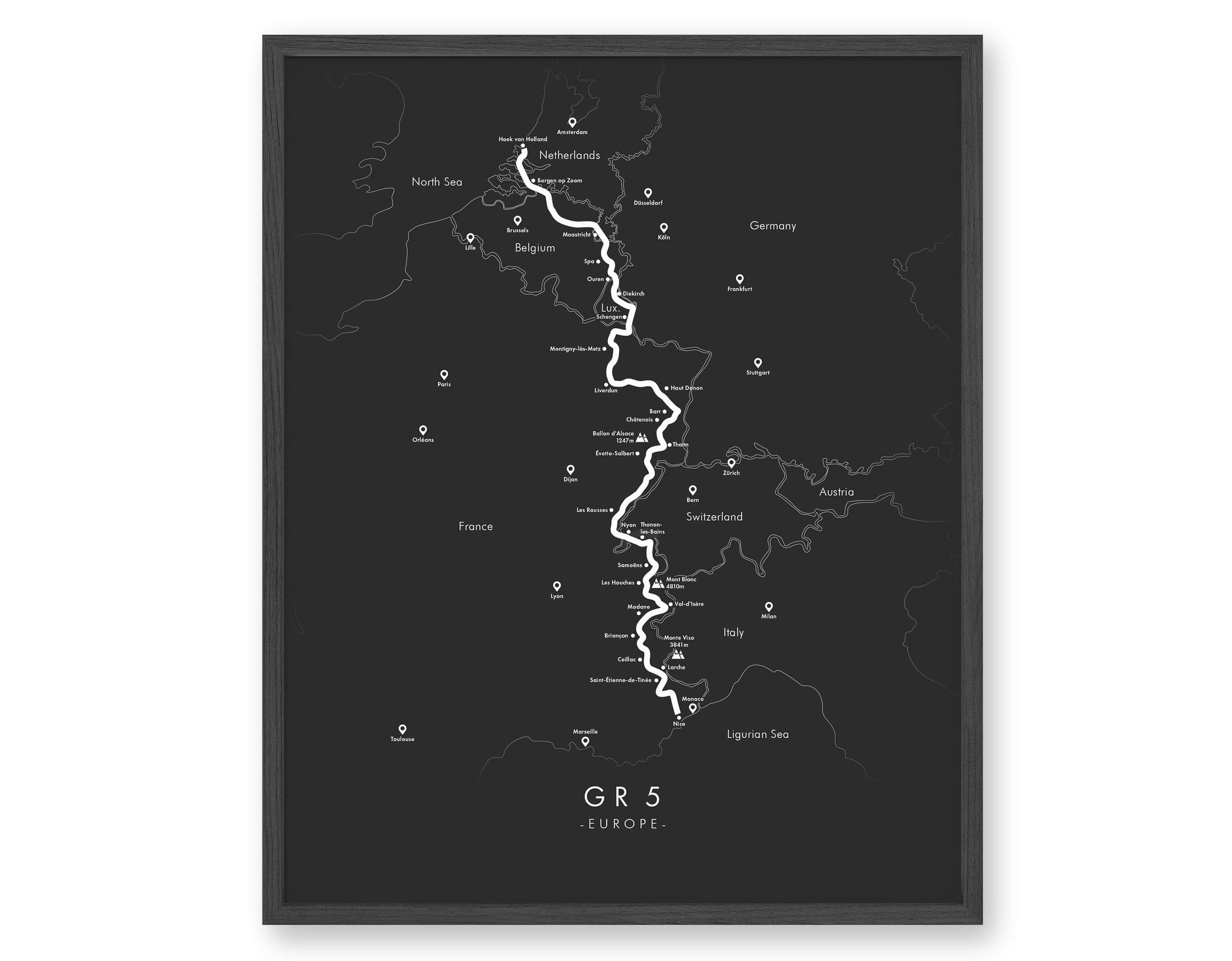 GR5 Trail Map GR5 Hiking Trail Poster Grand Randonnée Cinq - Etsy