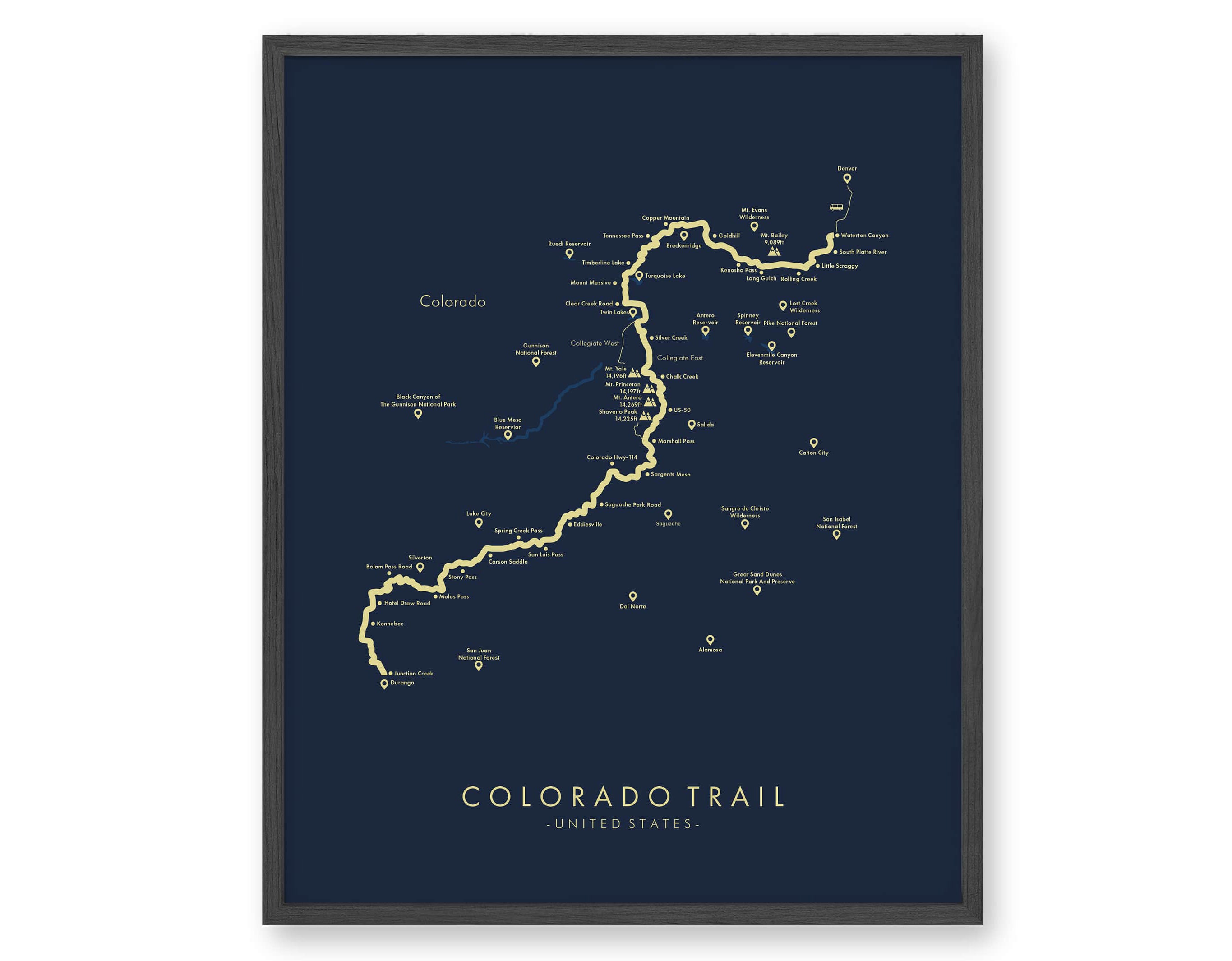 Colorado Trail Poster - East Collegiate | the Colorado Trail Map - East ...