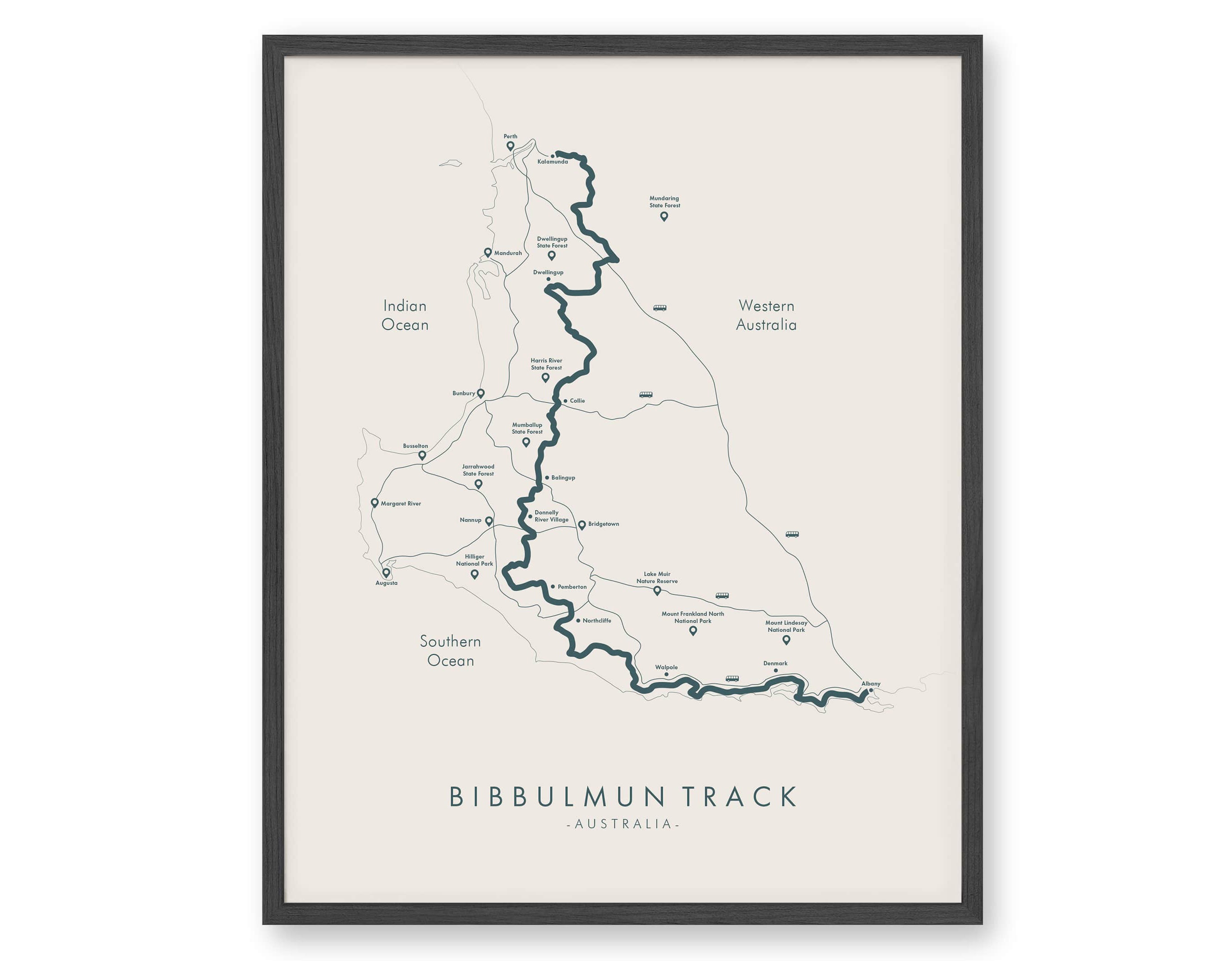 Bibbulmun Track Map Bibbulmun Hiking Poster Australia - Etsy Australia