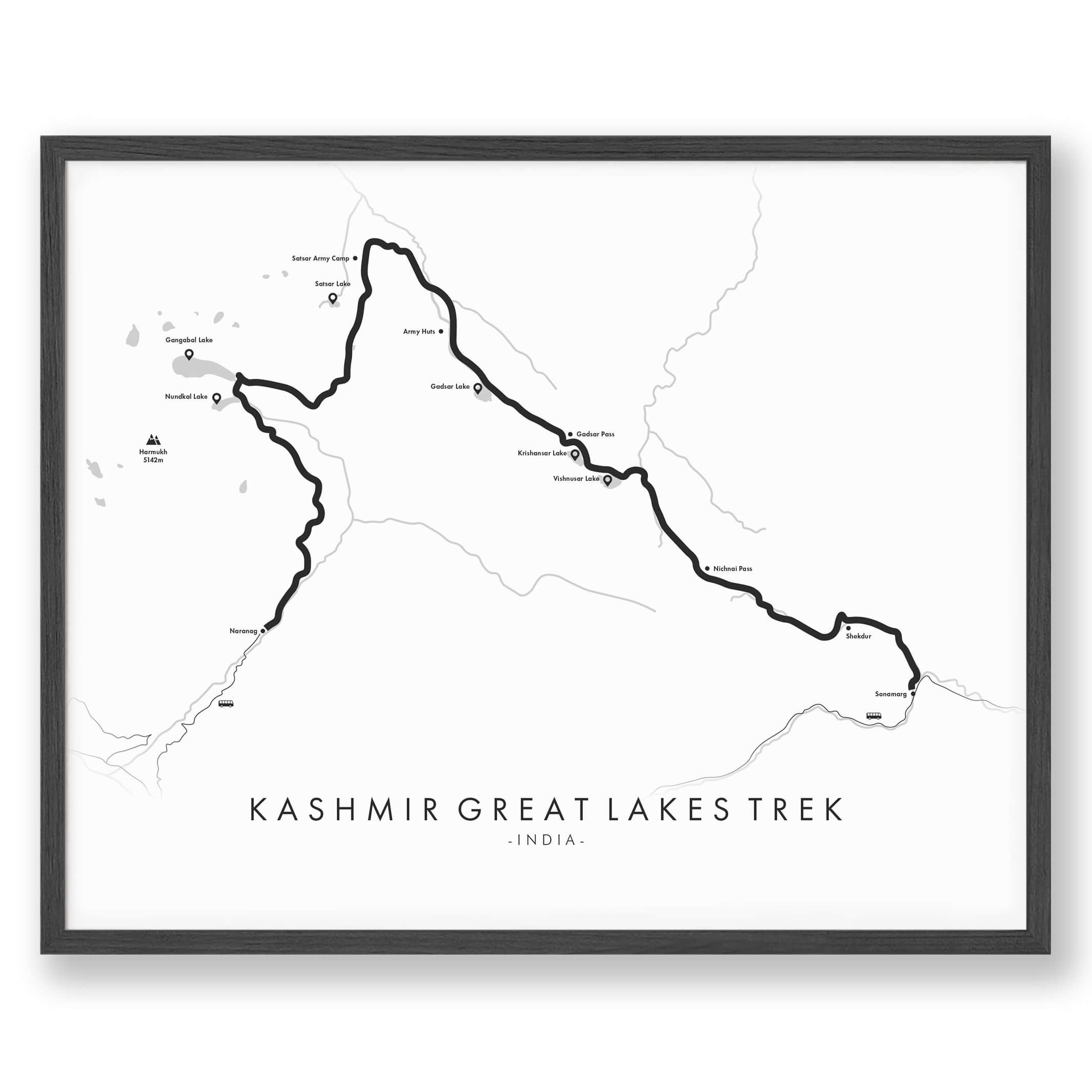 Kashmir Great Lakes Trek Map Kashmir Great Lakes Trek Poster - Etsy
