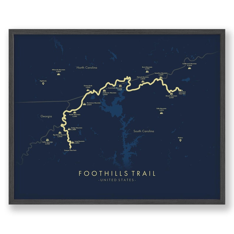 Foothills Trail Map | Foothills Trail Poster | Hiking USA | Trail Map ...