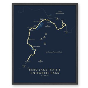 Berg Lake Trail Map | Berg Lake Trail Poster | Canada Hiking Poster ...
