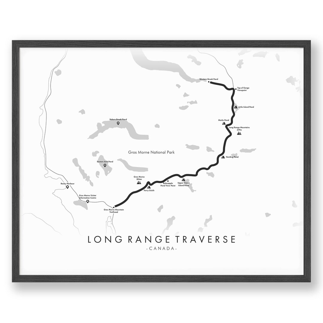 Long Range Traverse Map | Long Range Traverse Trail Poster | Hiking ...