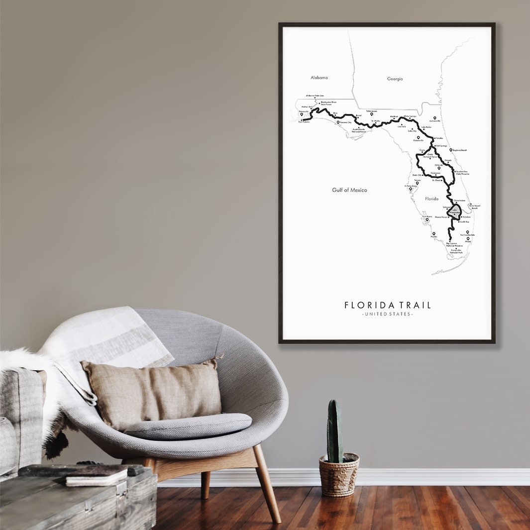 Florida Trail Map | Florida Trail Poster | USA National Scenic Trail ...
