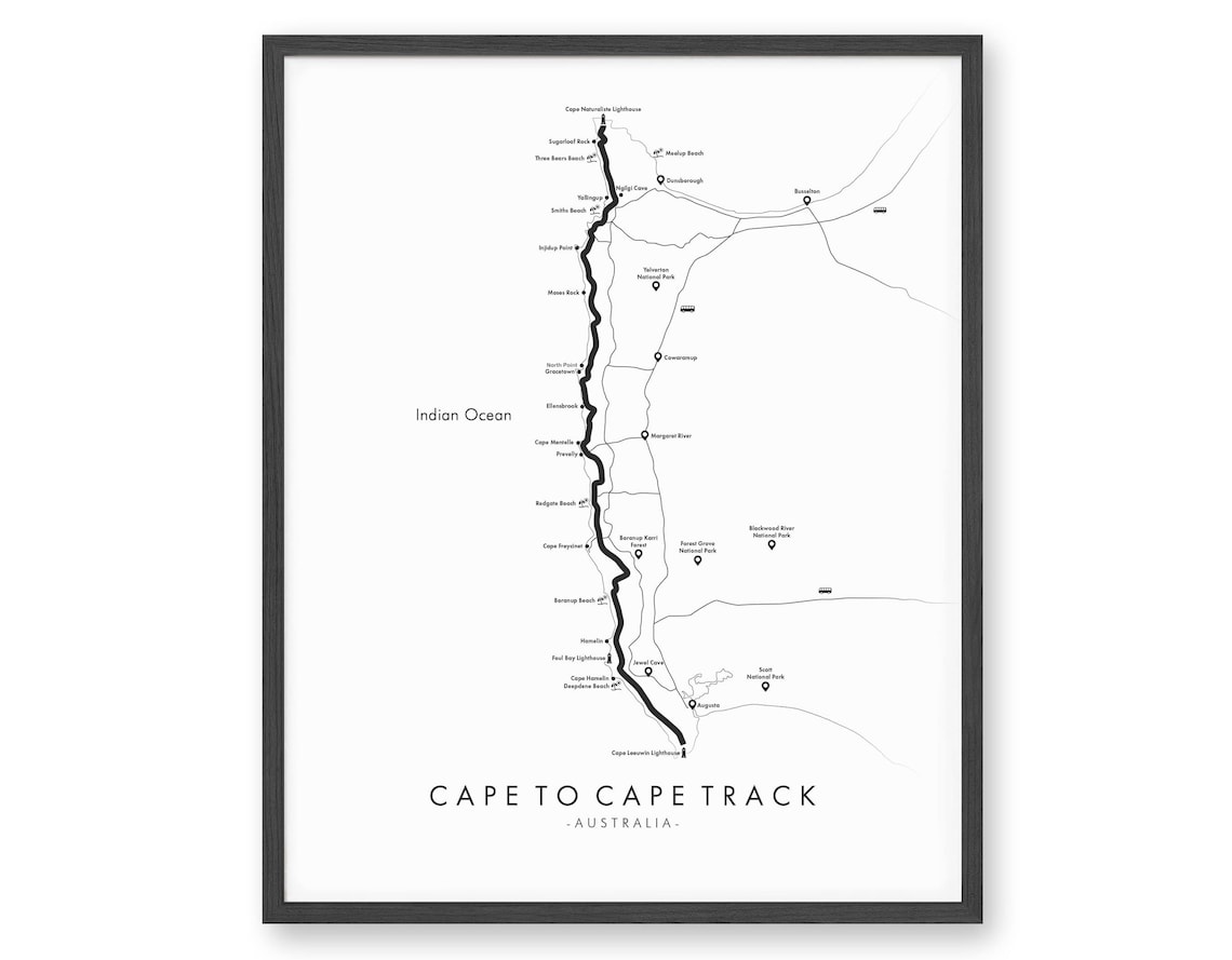Cape to Cape Walk Track Map Cape to Cape Hiking Poster | Etsy