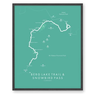 Berg Lake Trail Map | Berg Lake Trail Poster | Canada Hiking Poster ...