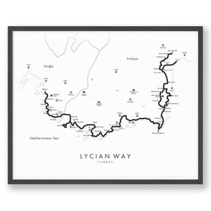 Lycian Way Map | Lycian Way Trail Poster | Hiking Turkey Poster ...