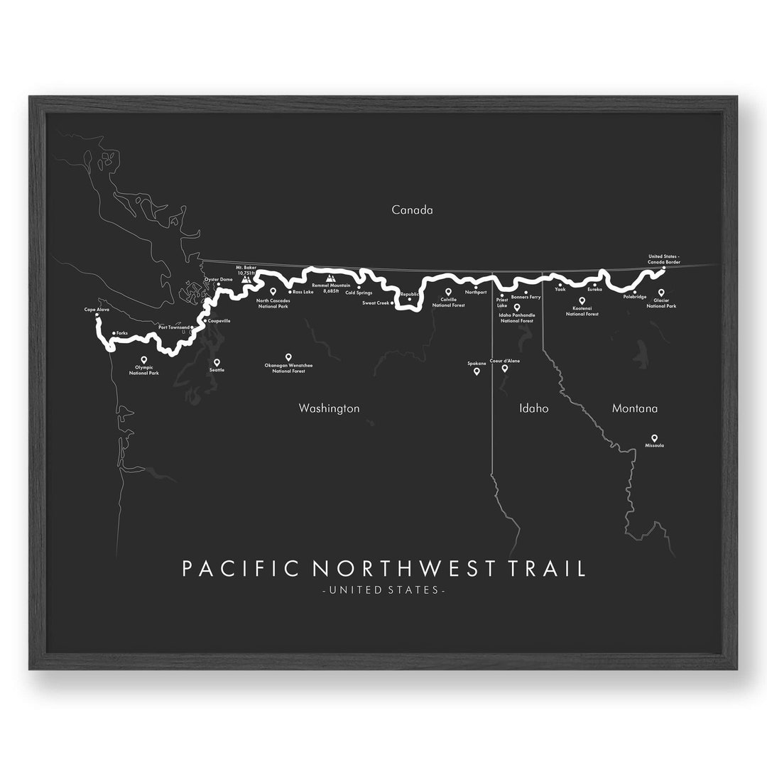 Pacific Northwest Trail Map | Pacific Northwest Trail Poster | Hiking ...
