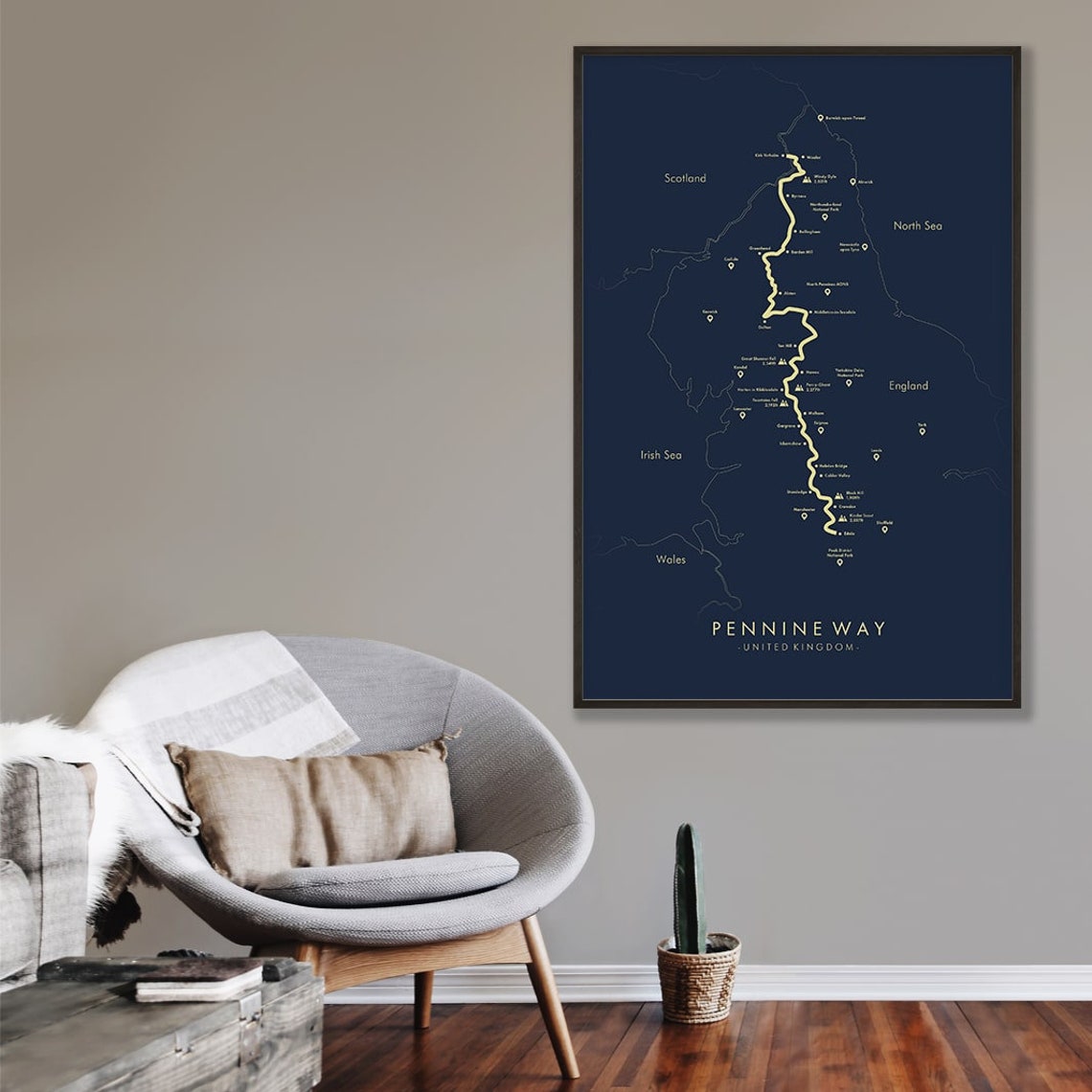 Pennine Way Poster | Pennine Way Track Map | UK Hiking Wall Art ...