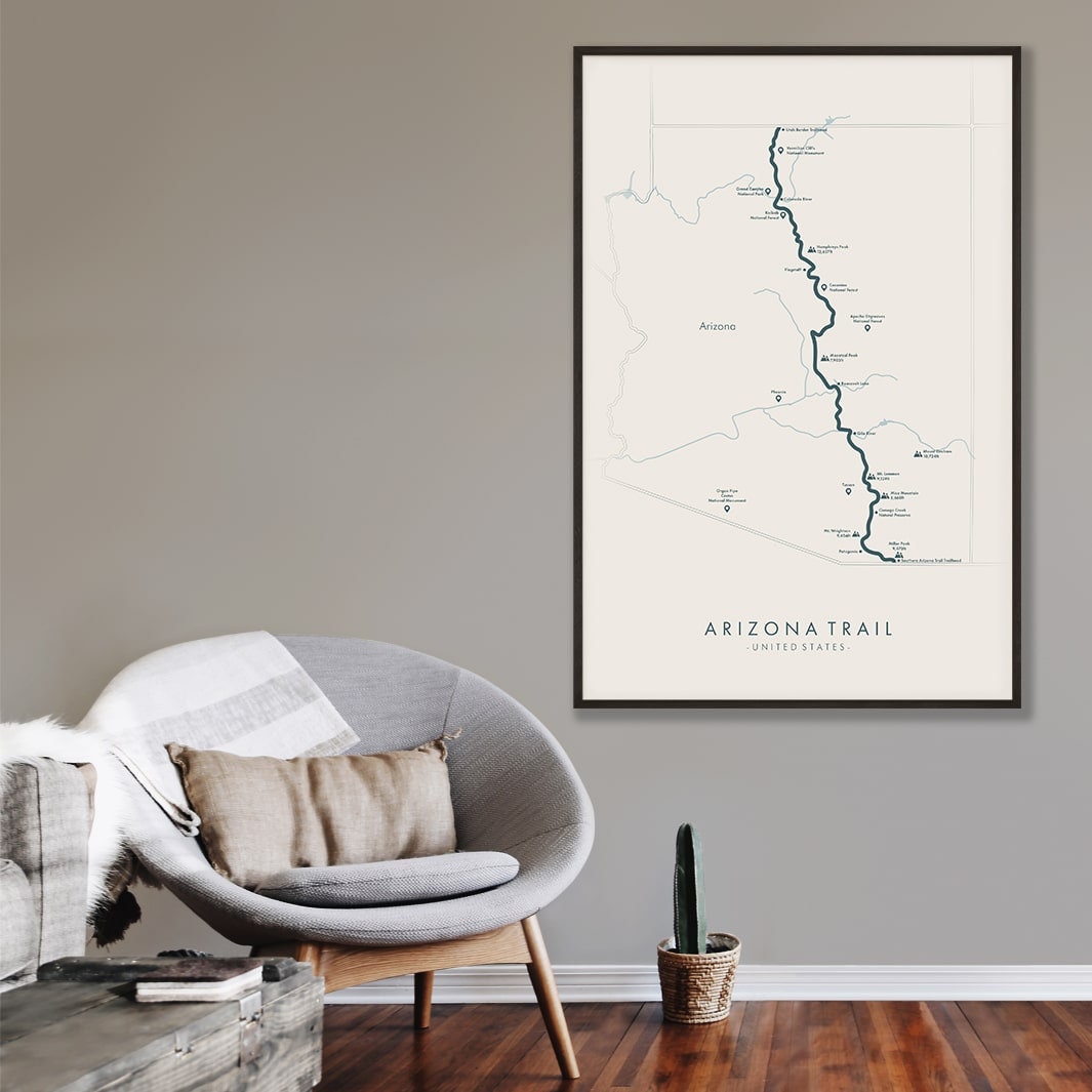 Arizona Trail Map | Arizona Trail Poster | Hiking USA Poster | Relive ...