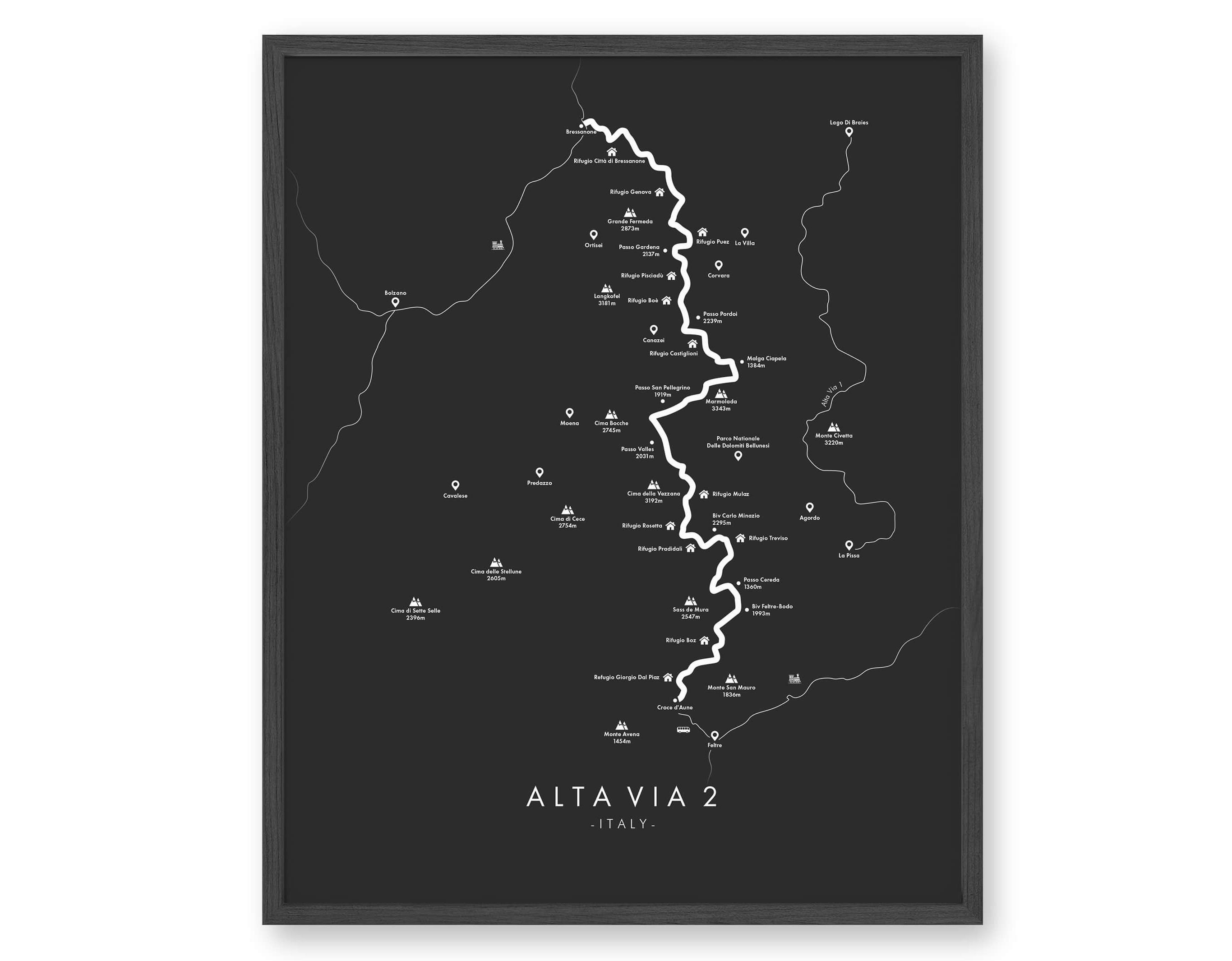 Alta via 2 Poster | Alta via 2 Track Map | Alta via Wall Art ...