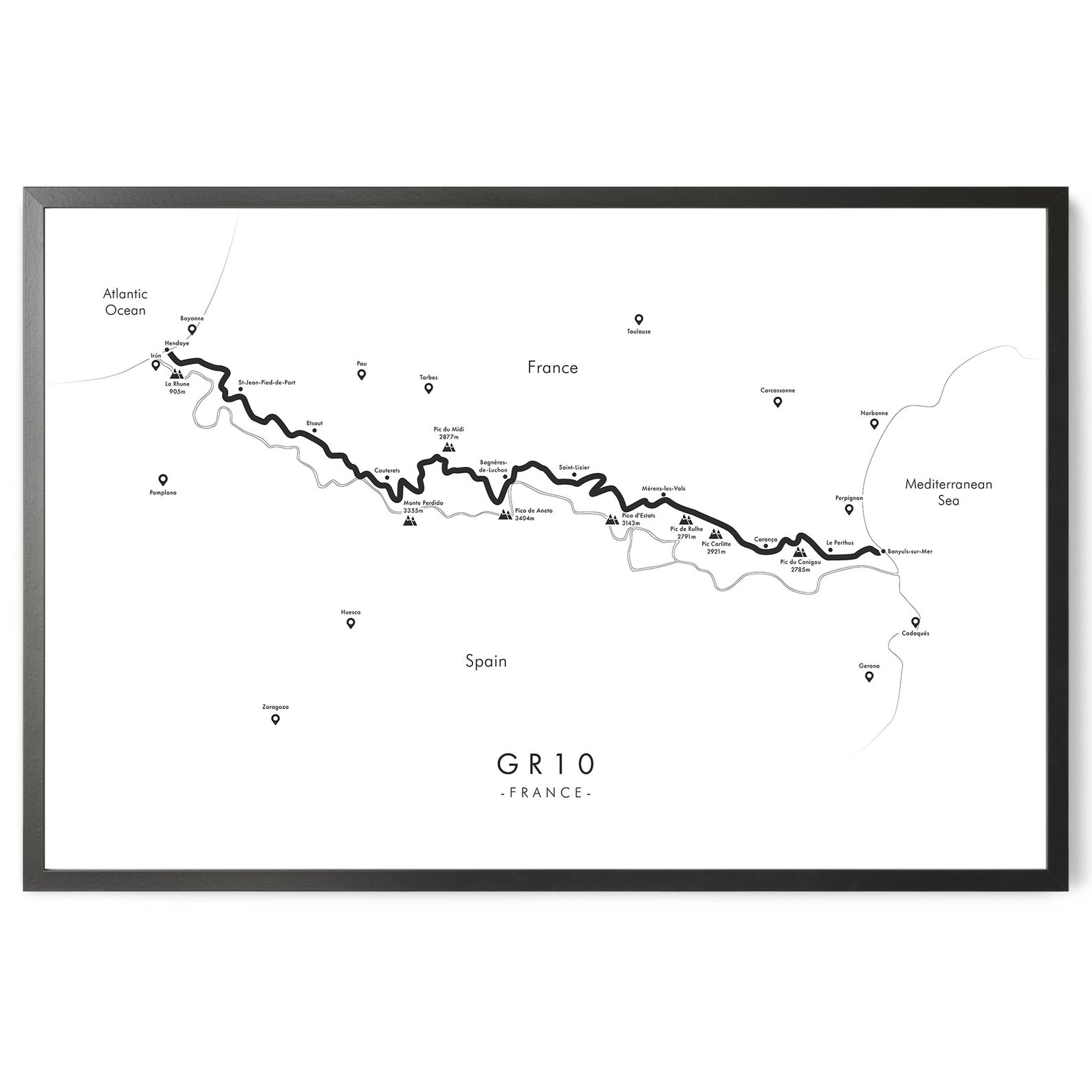 GR10 Map GR10 Trail Map GR10 Pyrenees Trail Pyrenees | Etsy