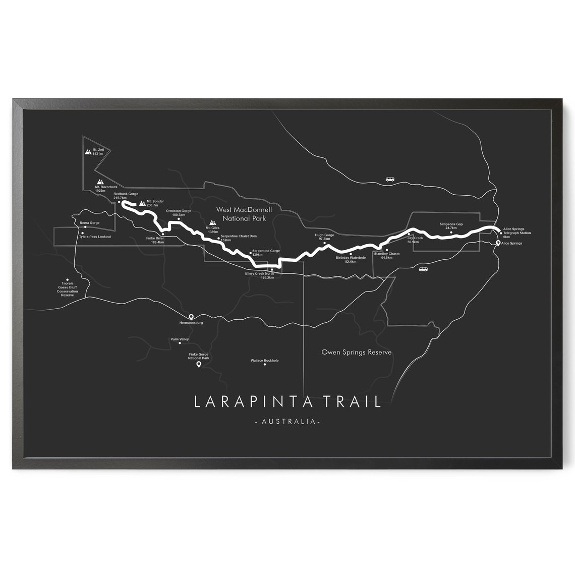 Larapinta Trail Map Larapinta Trail Poster Australia | Etsy