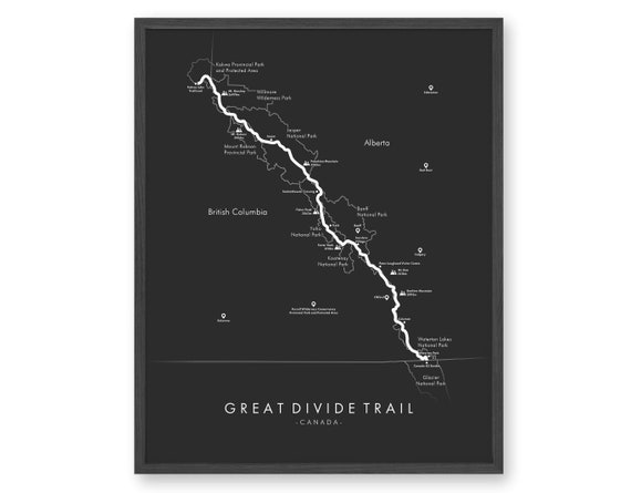 Great Divide Trail Map Great Divide Trail Poster Hiking | Etsy