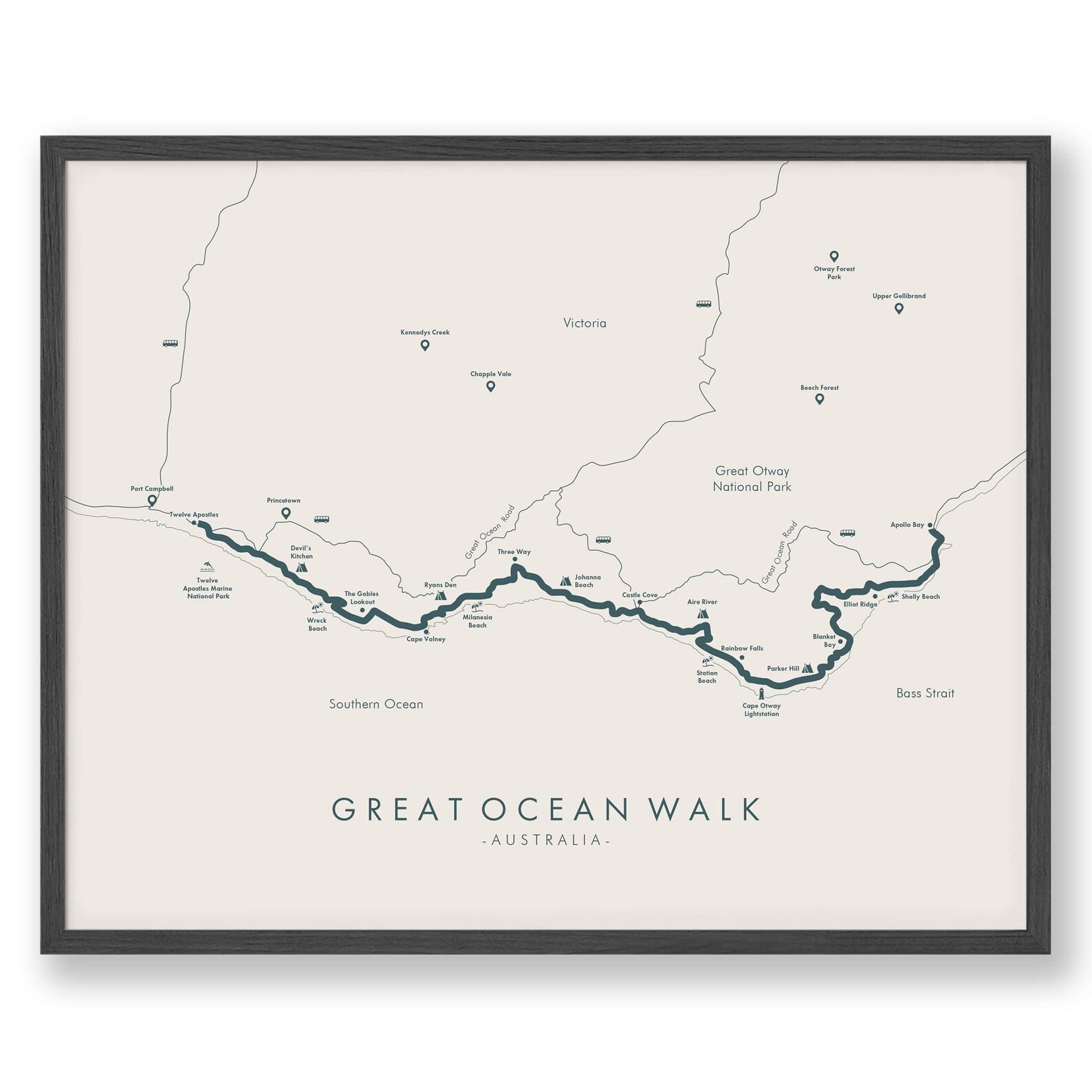Great Ocean Walk Poster the Great Ocean Walk Map Australia | Etsy