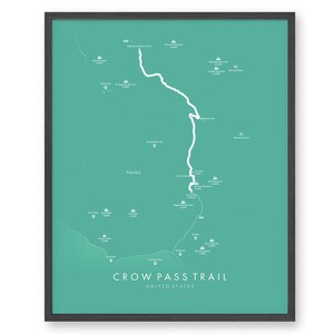 Crow Pass Trail Map | Crow Pass Trail Poster | Alaska Hiking | Trail ...