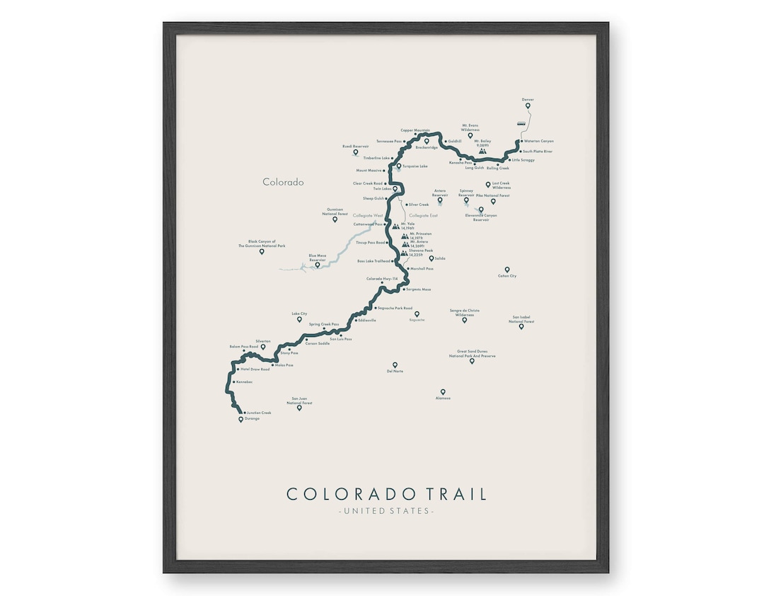 Colorado Trail Poster - West Collegiate | the Colorado Trail Map - West ...