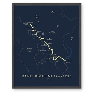 Banff Highligh Traverse Map | Banff Hiking Poster | Canadian Rockies ...