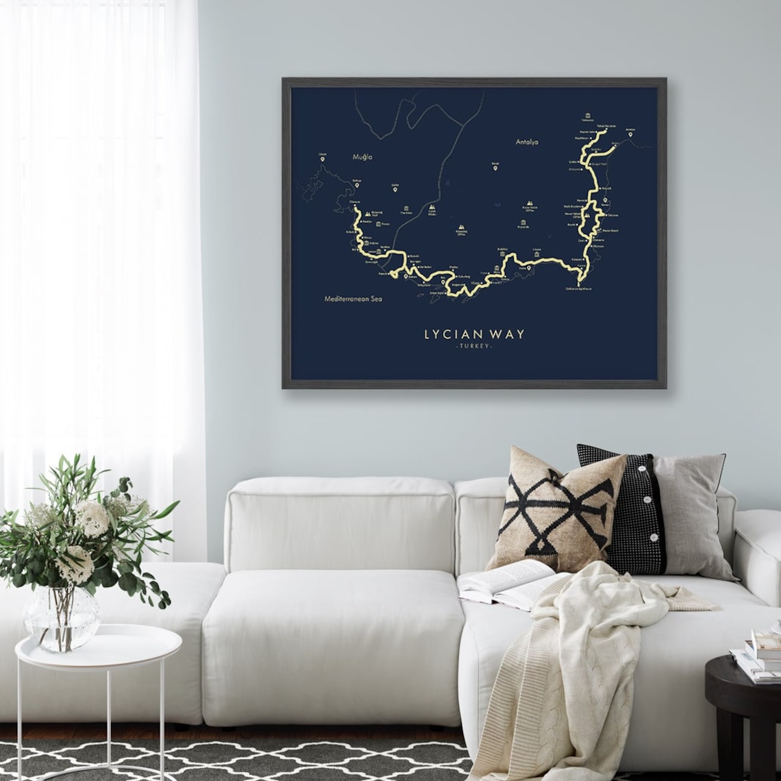 Lycian Way Map Lycian Way Trail Poster Hiking Turkey | Etsy