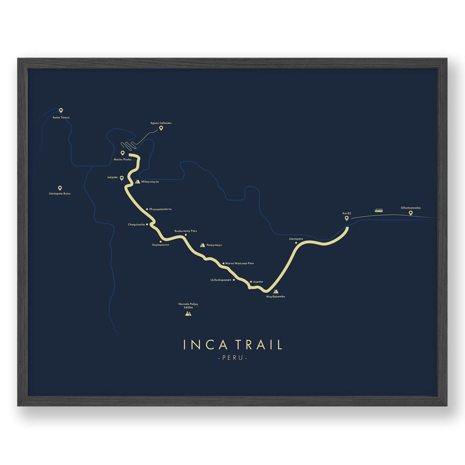 Inca Trail Map Inca Trail Poster Machu Picchu Poster - Etsy