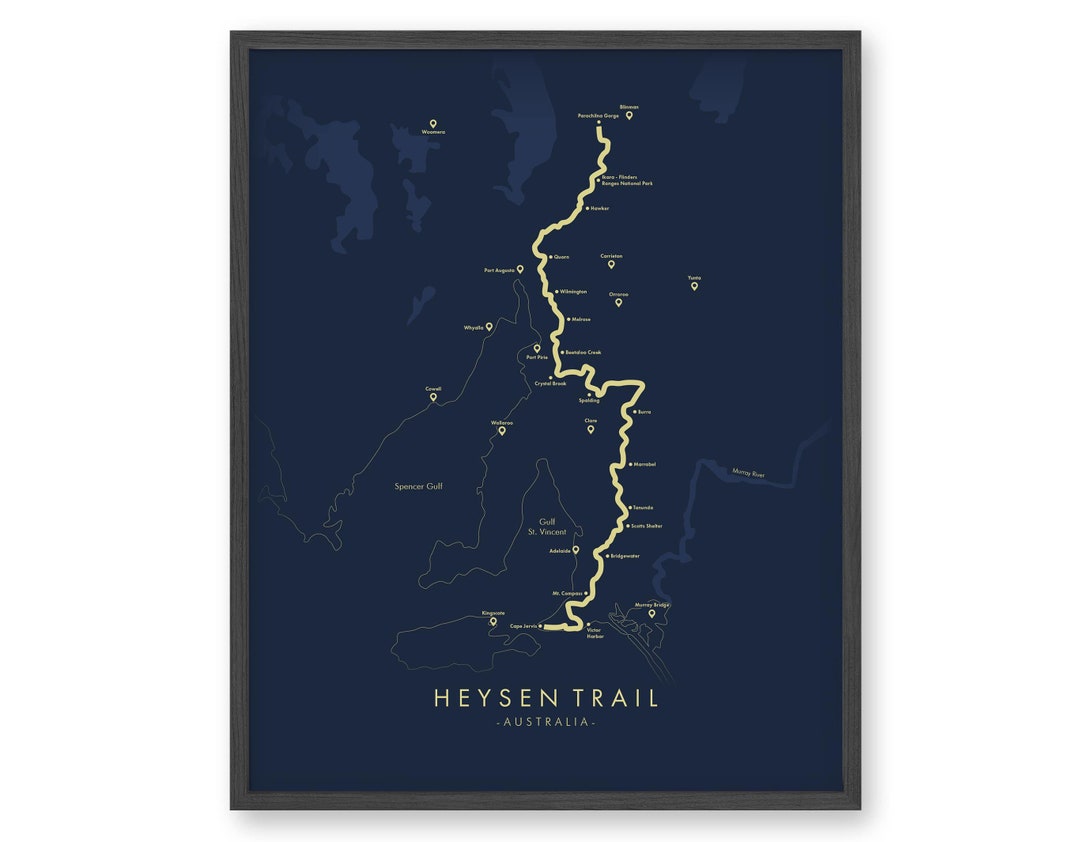 Heysen Trail Map | Heysen Trail Hiking Poster | Hiking Australia Trail ...