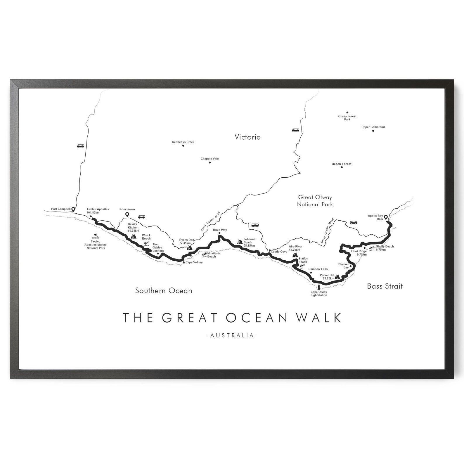 Great Ocean Walk Poster The Great Ocean Walk Map Australia | Etsy