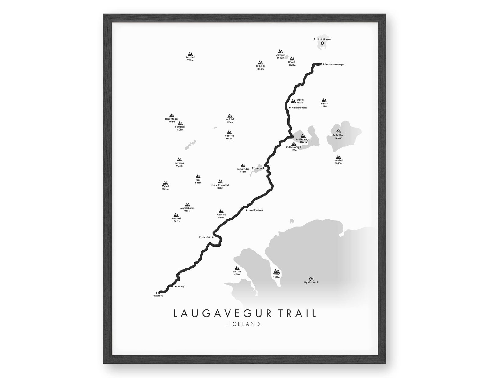 Laugavegur Trail Map | Laugavegur Poster | Iceland Hiking Poster ...