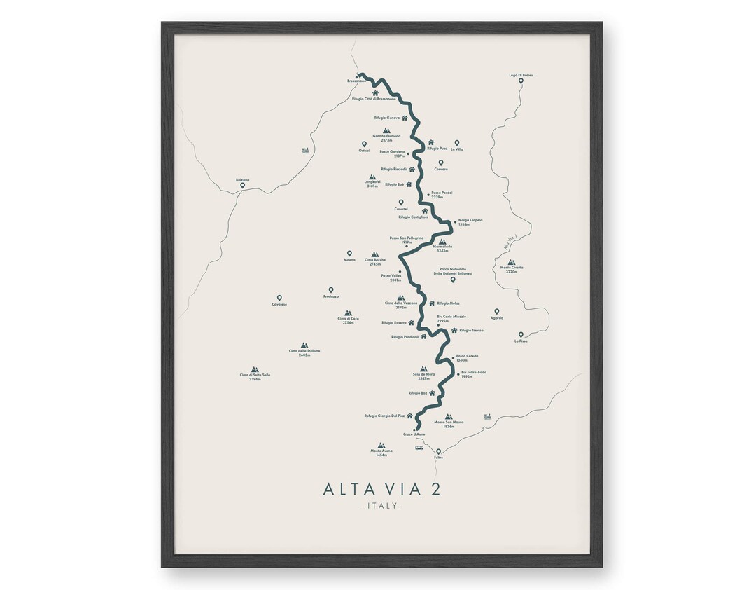 Alta via 2 Poster | Alta via 2 Track Map | Alta via Wall Art ...