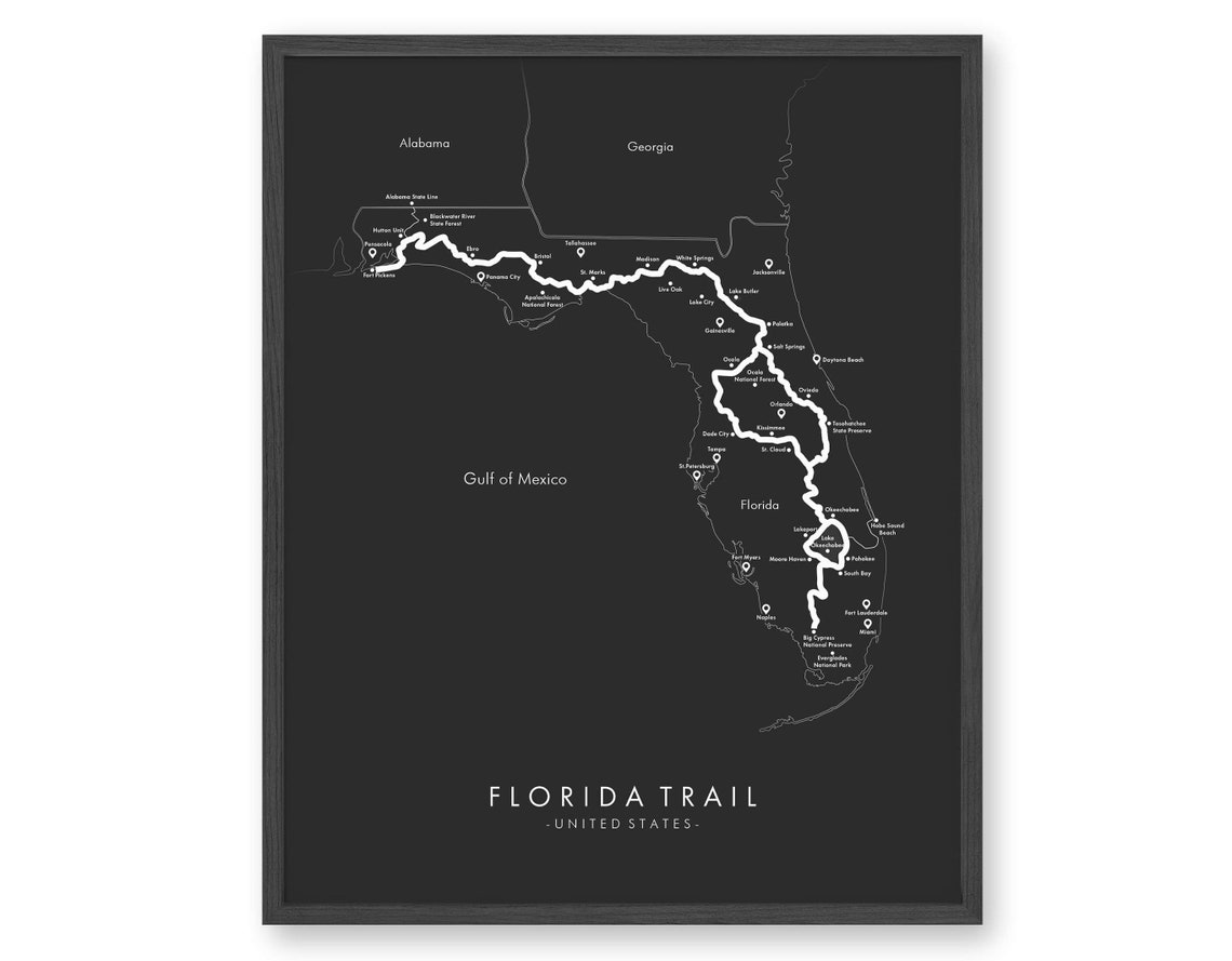 Florida Trail Map | Florida Trail Poster | USA National Scenic Trail ...