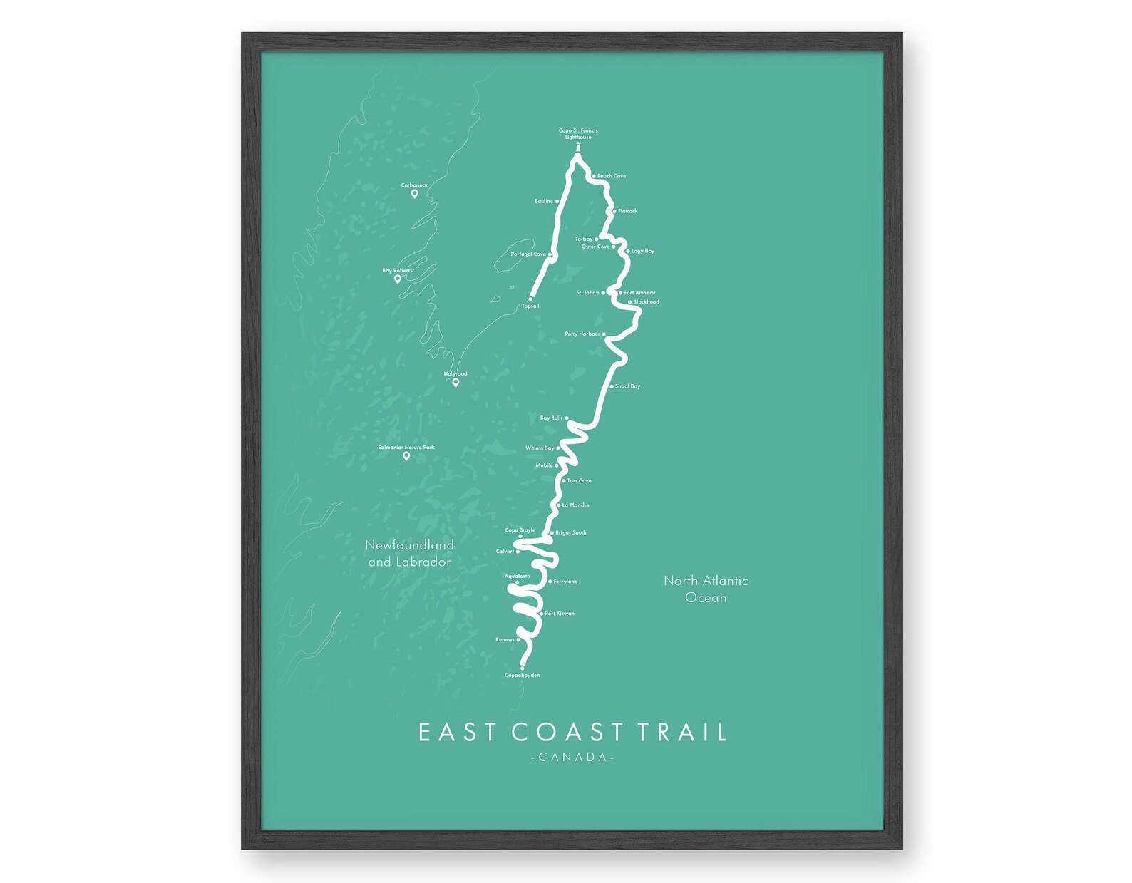 East Coast Trail Map East Coast Trail Poster Hiking Canada - Etsy