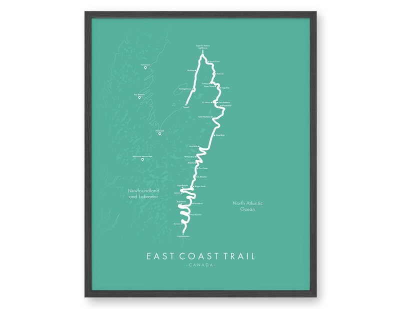 East Coast Trail Map East Coast Trail Poster Hiking Canada - Etsy