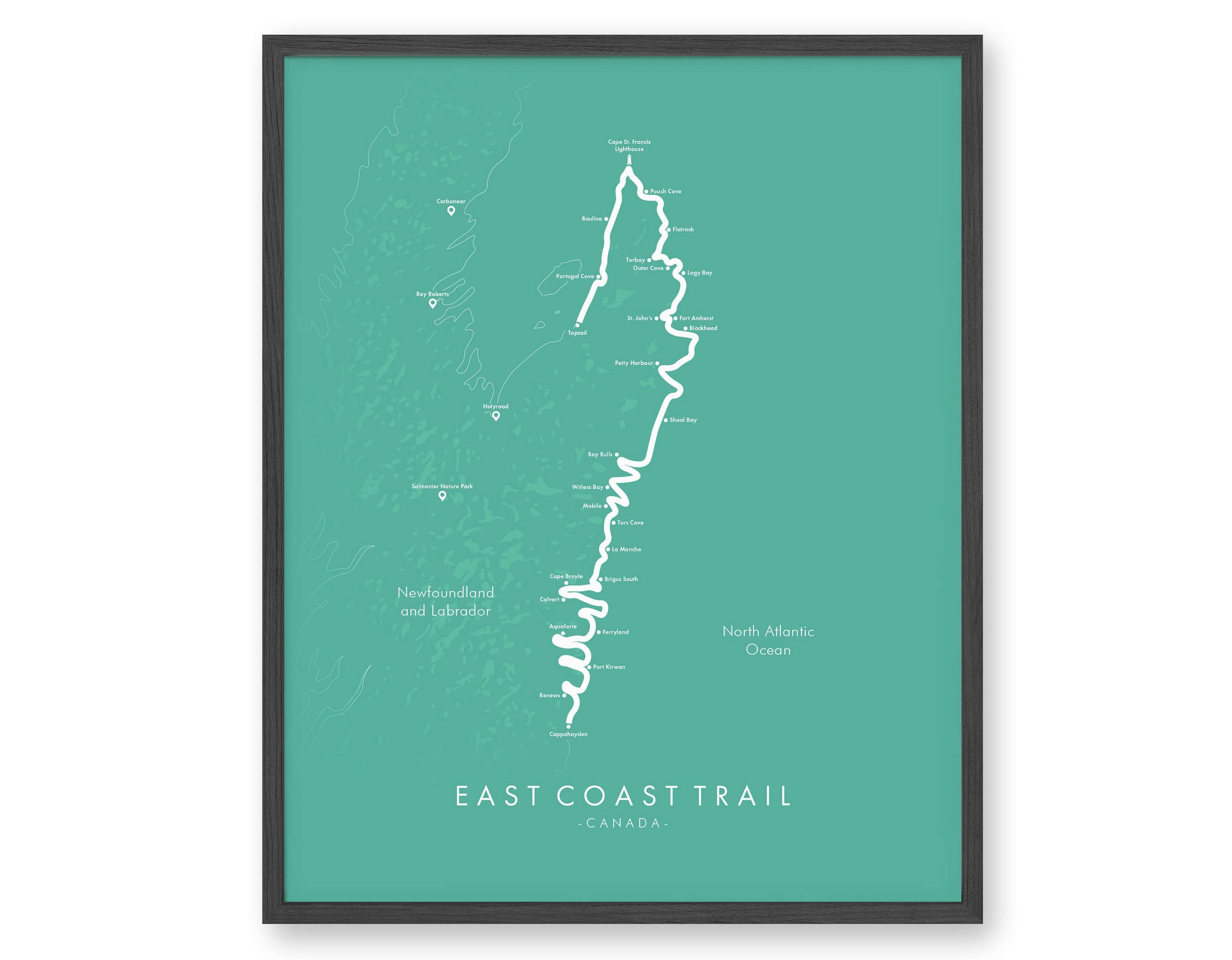 East Coast Trail Map East Coast Trail Poster Hiking Canada - Etsy